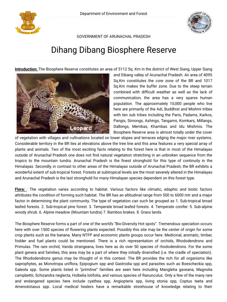 Department of Environment and Forests, Govt. of Arunachal Pradesh ...