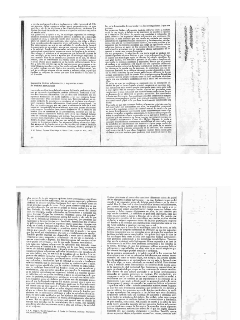 Gouldner Los Supuestos Básicos Subyacentes | PDF