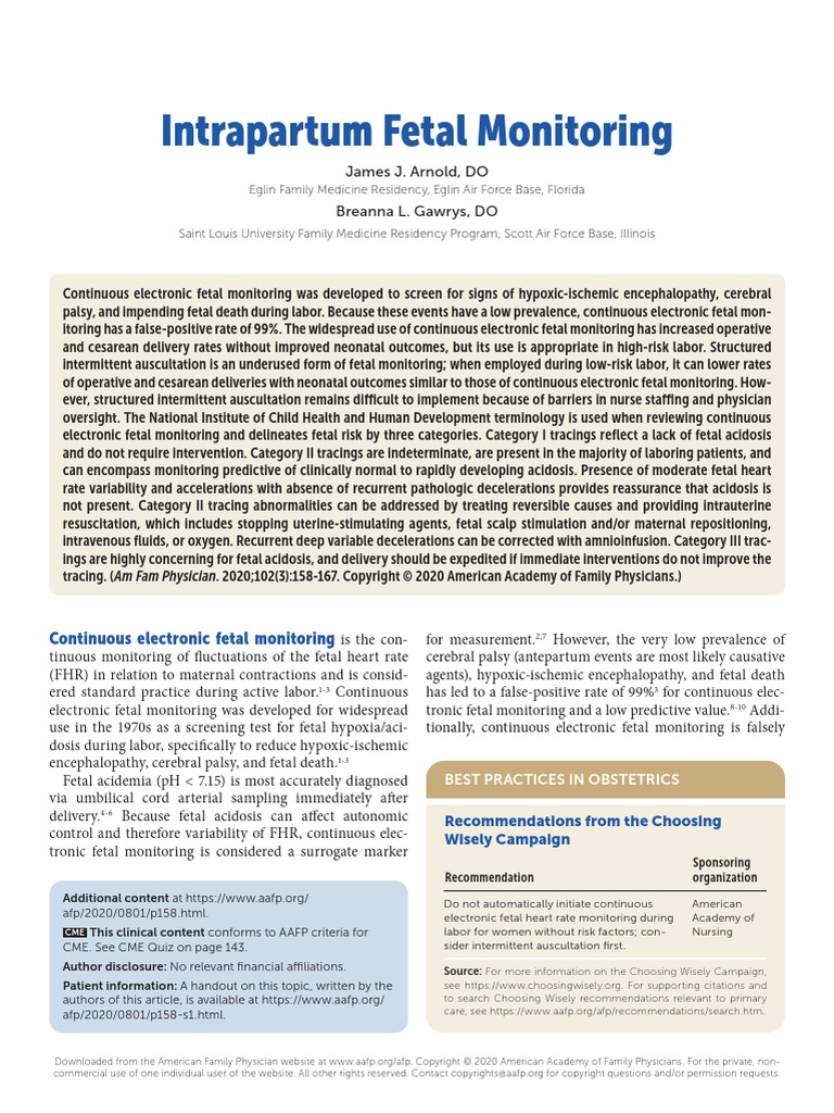 Intrapartum Fetal Monitoring | PDF | Childbirth | Maternal Health