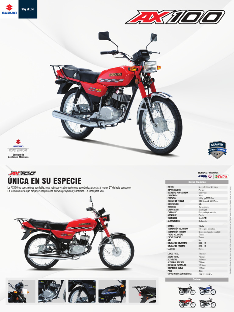 Ficha Técnica AX100 | PDF | Motocicleta | Vehículo de motor
