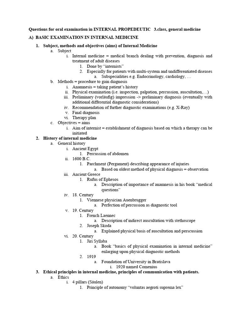 Oral - Internal 3rd Year | PDF | Internal Medicine | Medicine