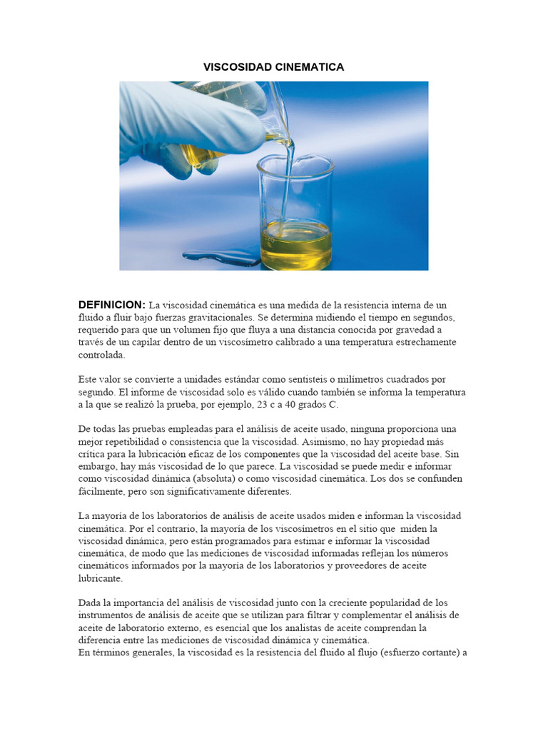 Viscosidad Cinematica | PDF | Viscosidad | Química