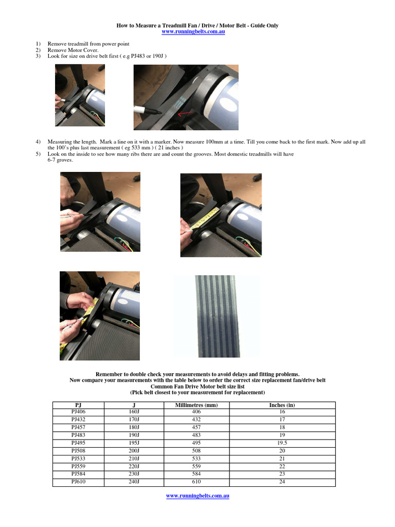 How To Measure A Treadmill Fan Drive Motor Belt | PDF