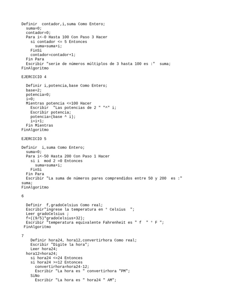 algoritmo pseiint | PDF | Matemáticas Aplicadas | Algoritmos