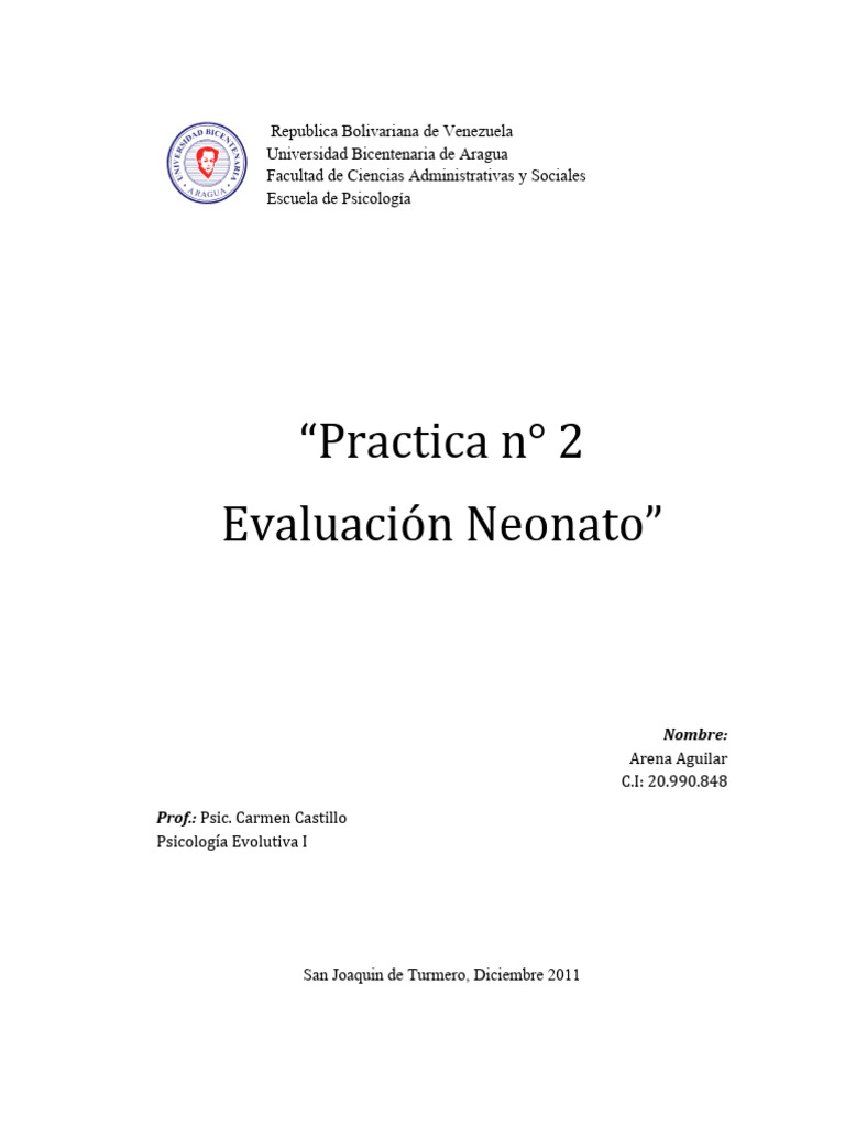 Modelo de Entrevista Neonato. Pract. Desarrollo I | PDF | Reproducción humana | Especialidades ...