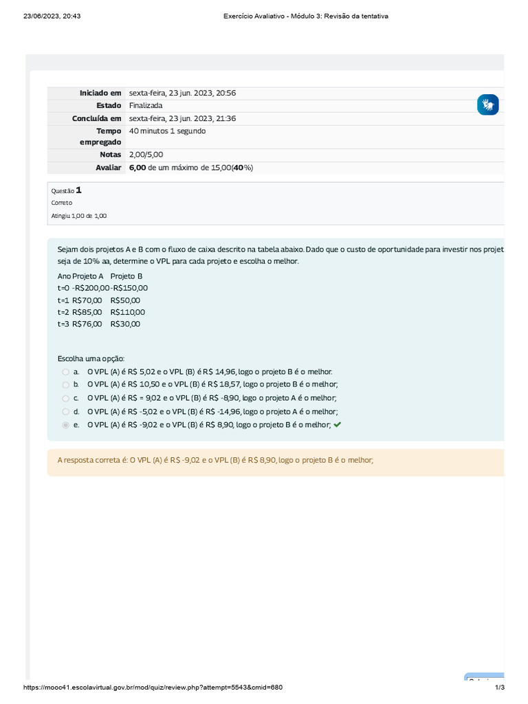 Módulo 3 - Matemática Financeira - Exercício Avaliativo | PDF | Contabilidade financeira ...