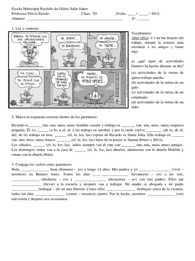 Actividades Diarias y Vocabulario en Español | PDF