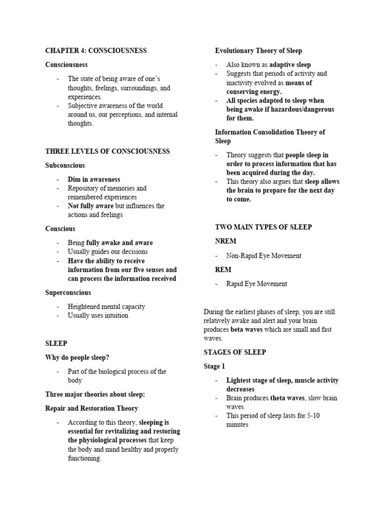 Psych 111 Chapter 4 Consciousness | Download Free PDF | Sleep ...