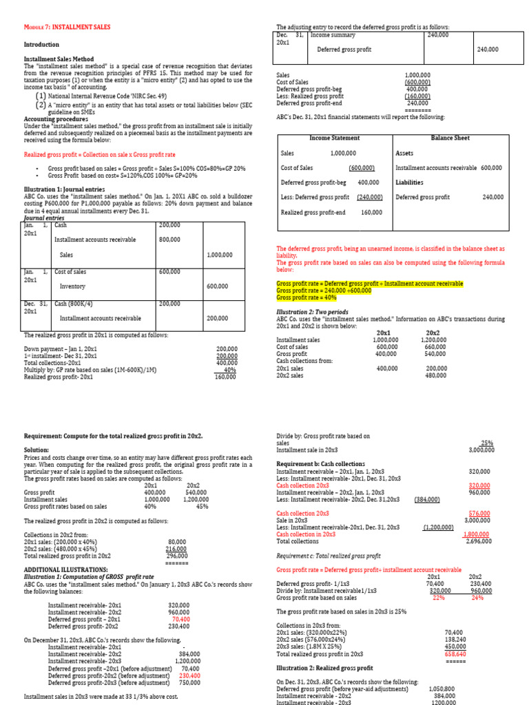 Module 7 Installment | PDF | Cost Of Goods Sold | Gross Income