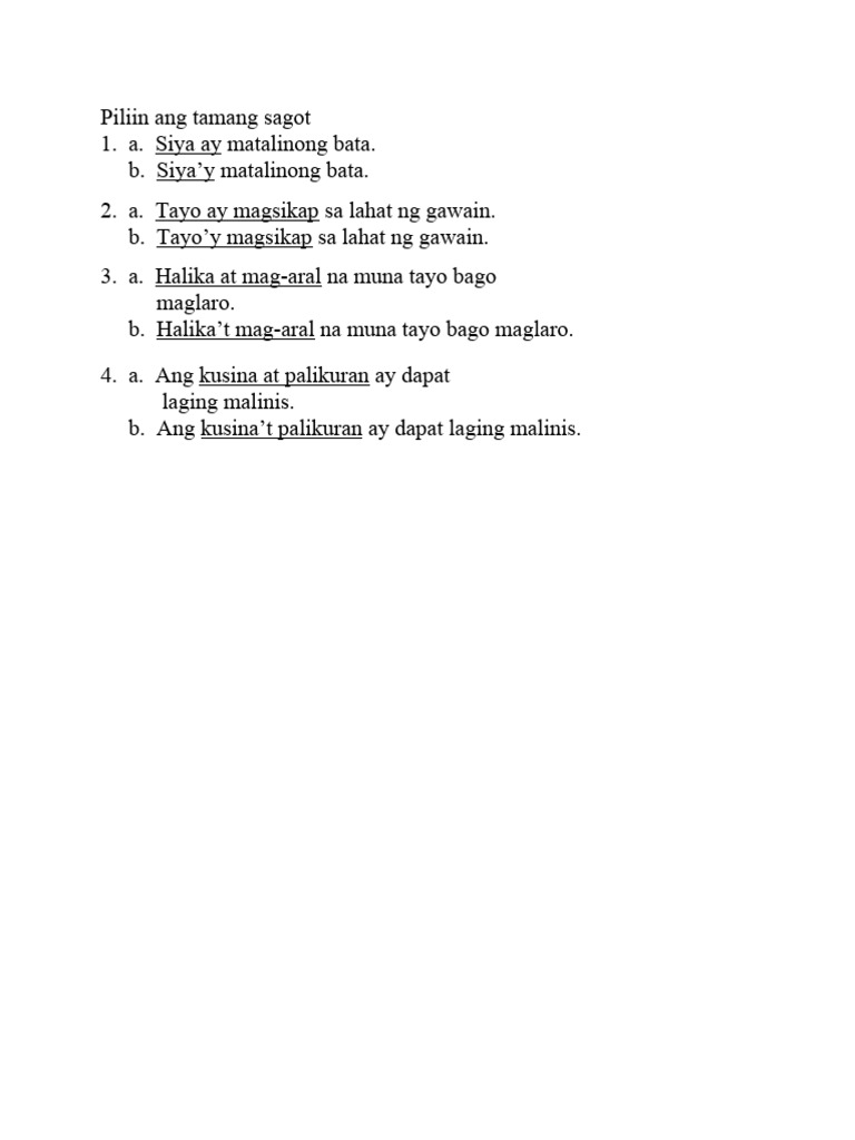 Piliin Ang Tamang Sagot | PDF