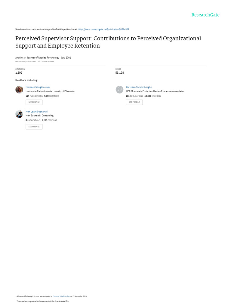 02 Perceived Supervisor Support | PDF | Turnover (Employment) | Statistics