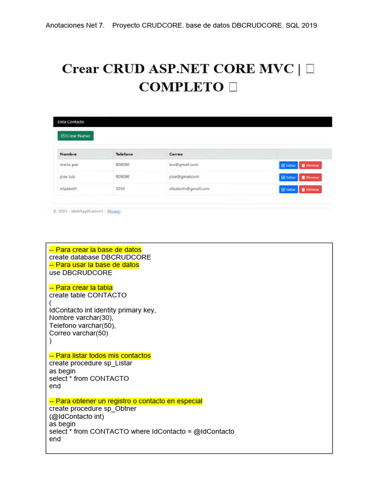 01 - Anotaciones Net 7 Crear CRUD ASP - NET CORE MVC - YA - Parte2 | PDF