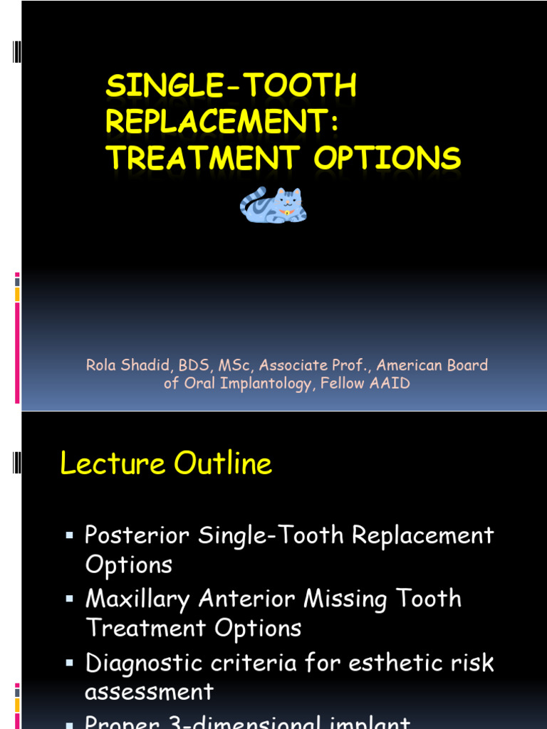 Single-Tooth Replacement Options Guide | PDF | Dental Implant | Medical ...