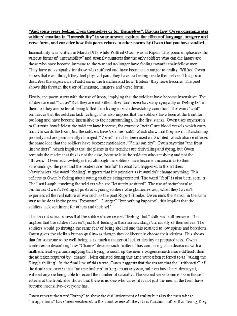 Insensibility | PDF | Poetry