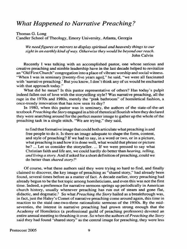 What Happened To Narrative Preaching | PDF | Sermon | Homiletics