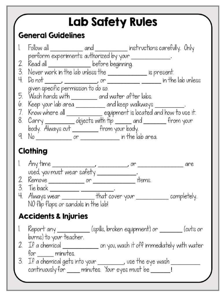 Lab Safety Rules Student Notes | PDF