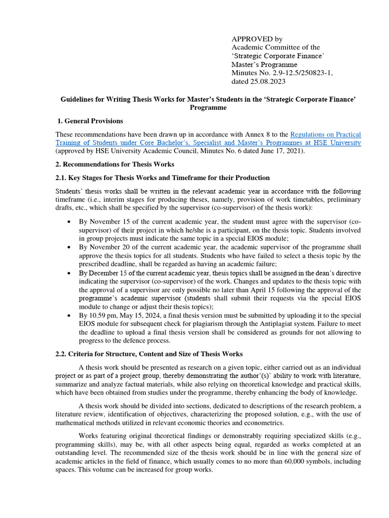 Guidelines For Writing Thesis SCF 2023-2024 | PDF | Thesis | Theory