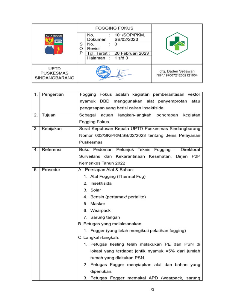 Sop Fogging Fokus - 25092023 | PDF
