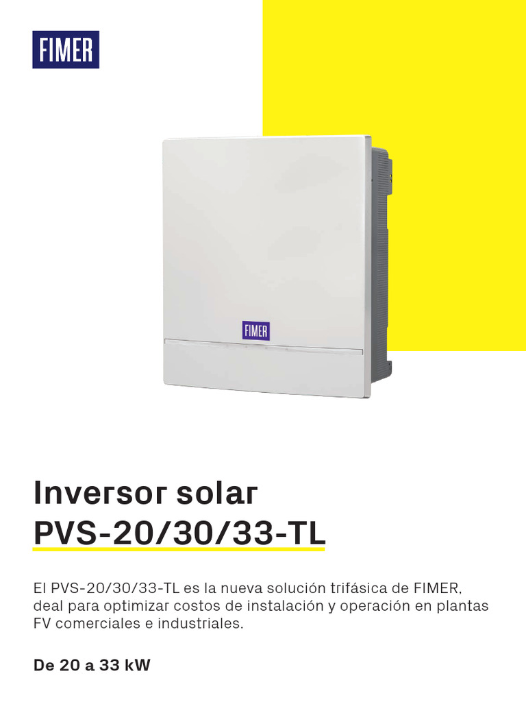 Fimer - Pvs 20-30-33 TL Es Revb Data Sheet | PDF | Fusible (Eléctrico ...