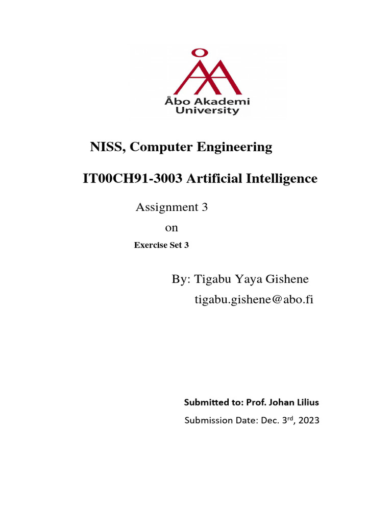 Ai Assignment 3 Pdf Sensitivity And Specificity Applied Mathematics