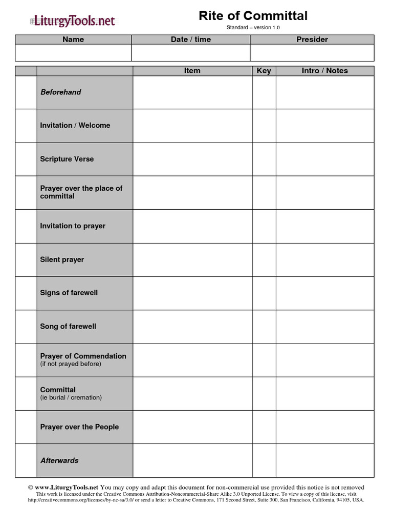 Rite of Committal Guide | PDF