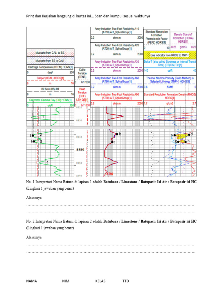 10 PTR Pertemuan 10 Tugas Interpretasi Lithology Dan Penentuan Nilai ...