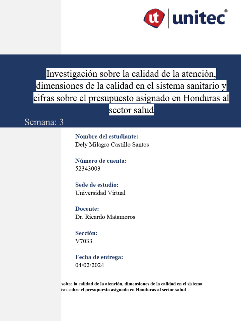 Investigación Sobre La Calidad de La Atención, Dimensiones de La Calidad en El Sistema Sanitario ...