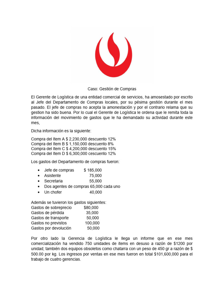 Caso - Eficiencia de Compras | PDF