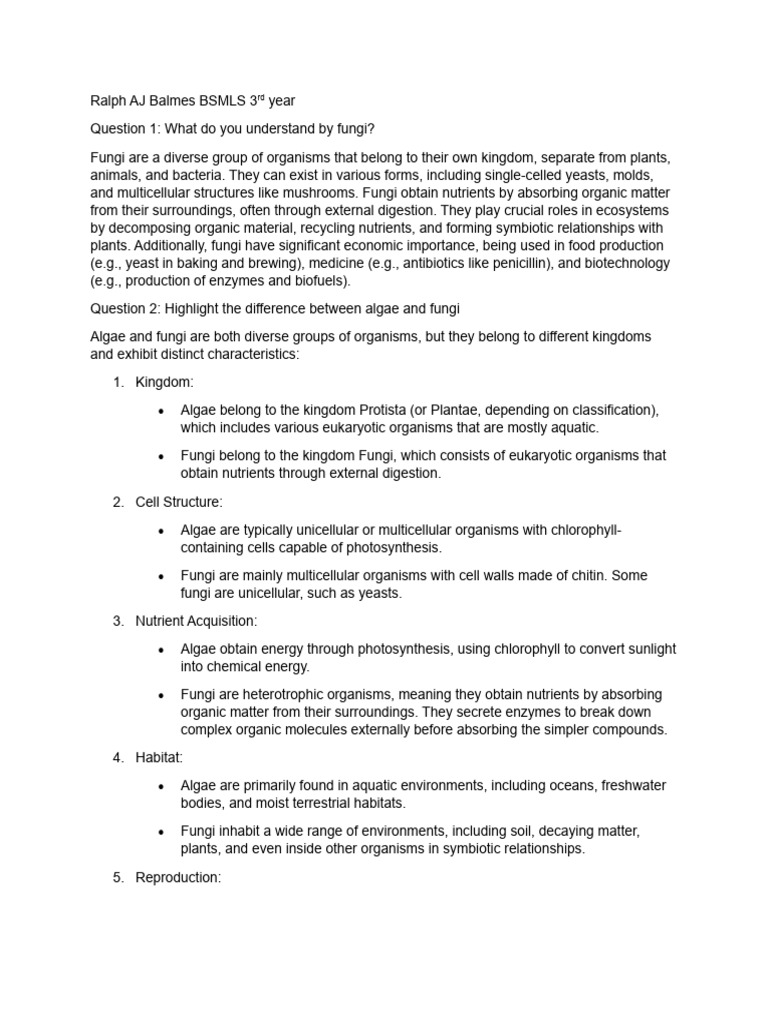 Myco Assignment | PDF | Fungus | Sexual Reproduction
