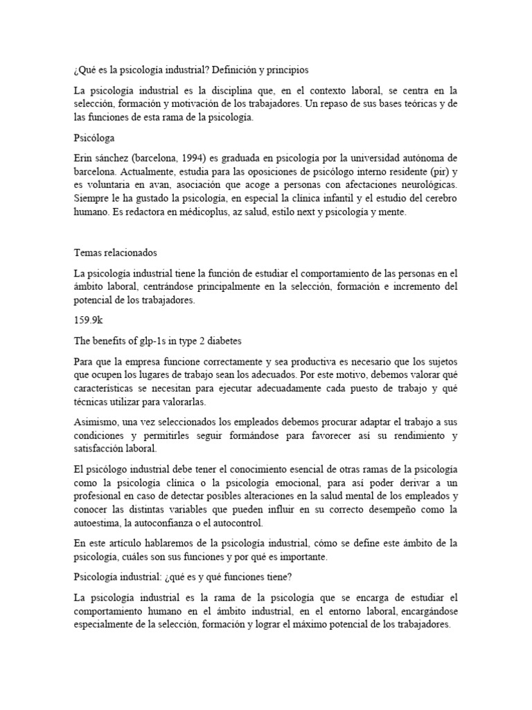 Qué Es La Psicología Industrial Pdf Sicología Psicología