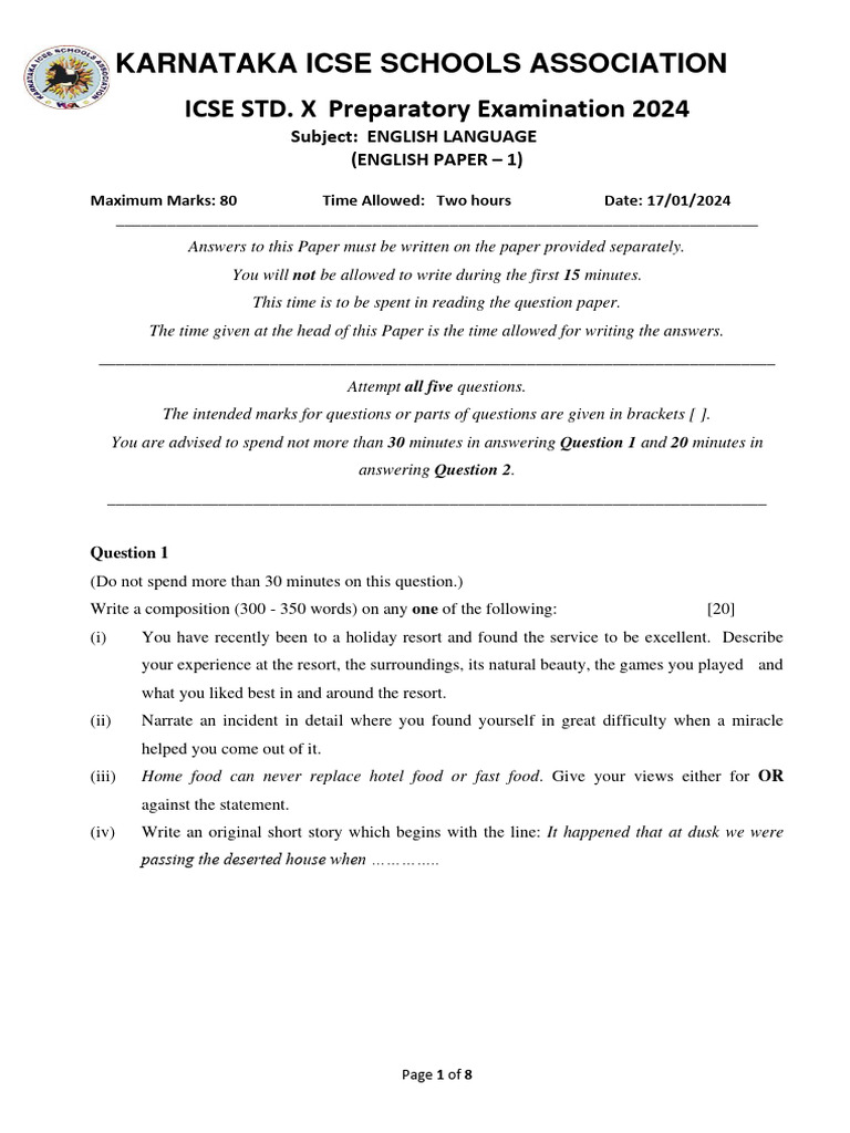 English Language Paper 1-Question Paper | PDF | George Frideric Handel