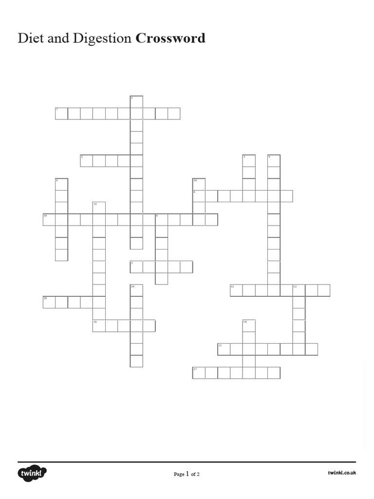 Diet and Digestion Crossword | PDF
