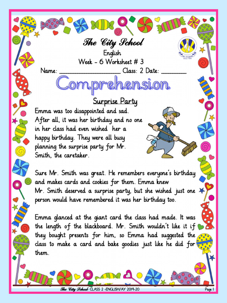 English Class 2 - Week 6 Worksheet 3 | PDF
