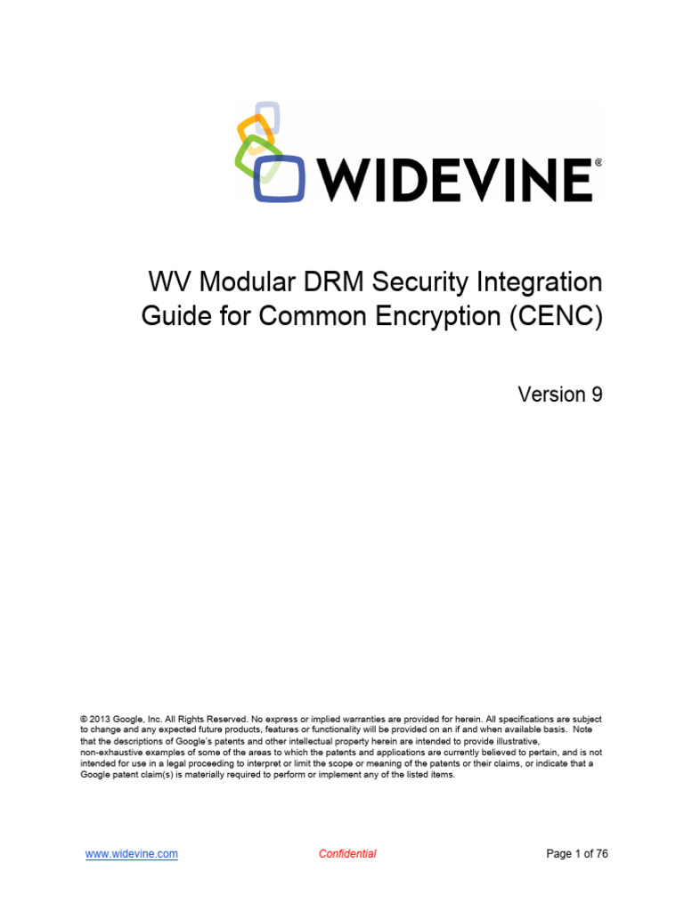 Widevine Modular DRMSecurity Integration Guidefor CENC | Download Free PDF | Key (Cryptography ...