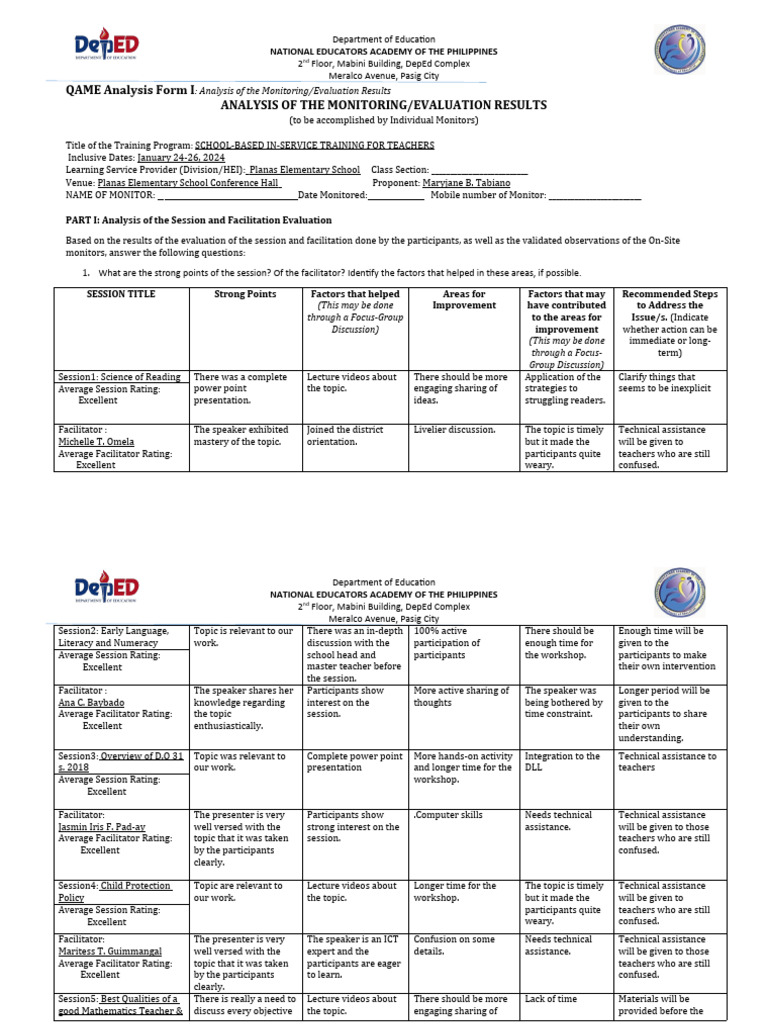 NEAP QAME Analysis Inset | PDF | Evaluation | Lecture
