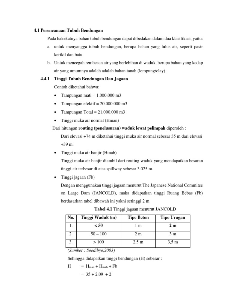 Perencanaan Tubuh Bendungan | PDF