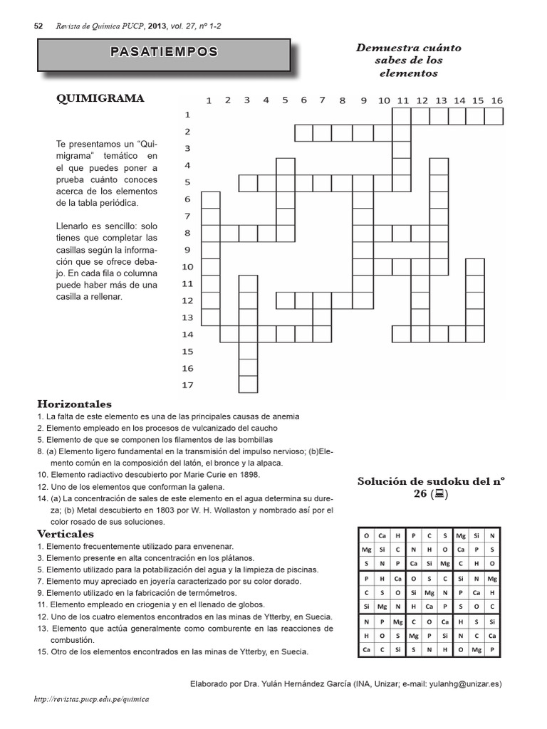 Pasatiempo Químico | PDF