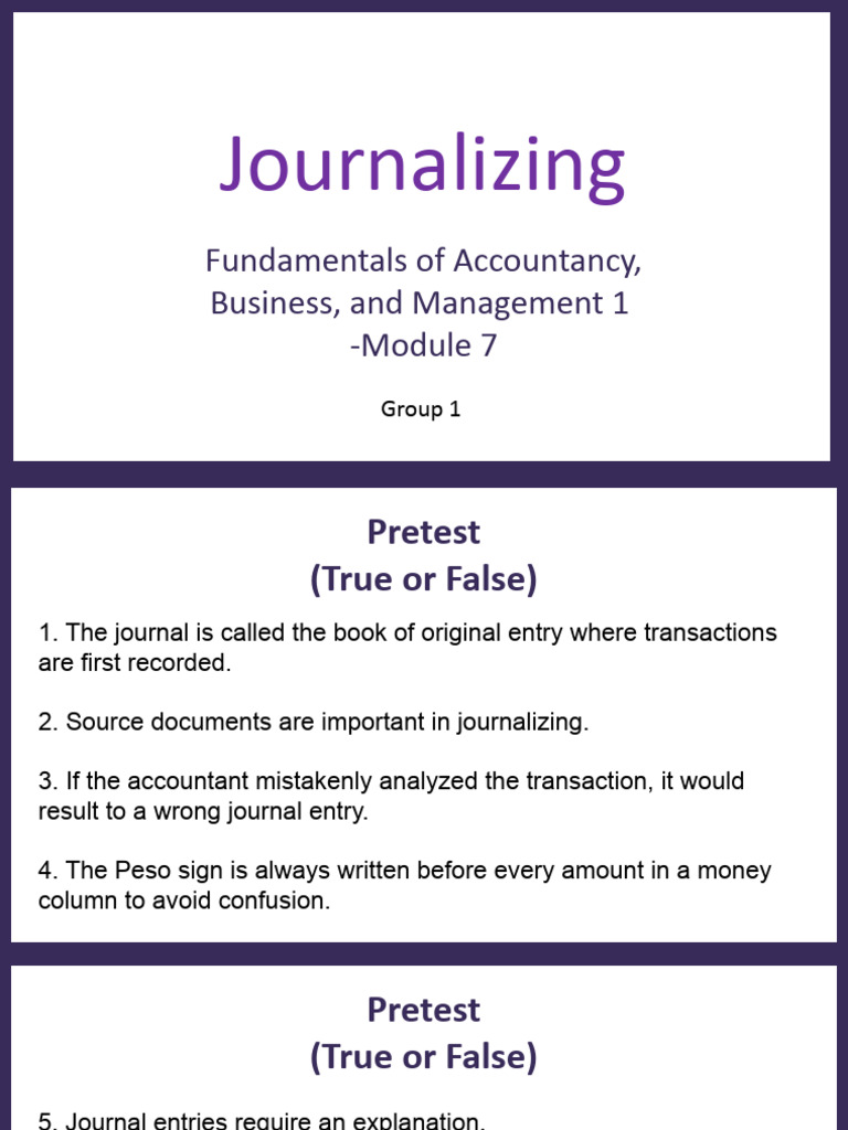 FABM 1 Journalizing Report | PDF | Debits And Credits | Trade
