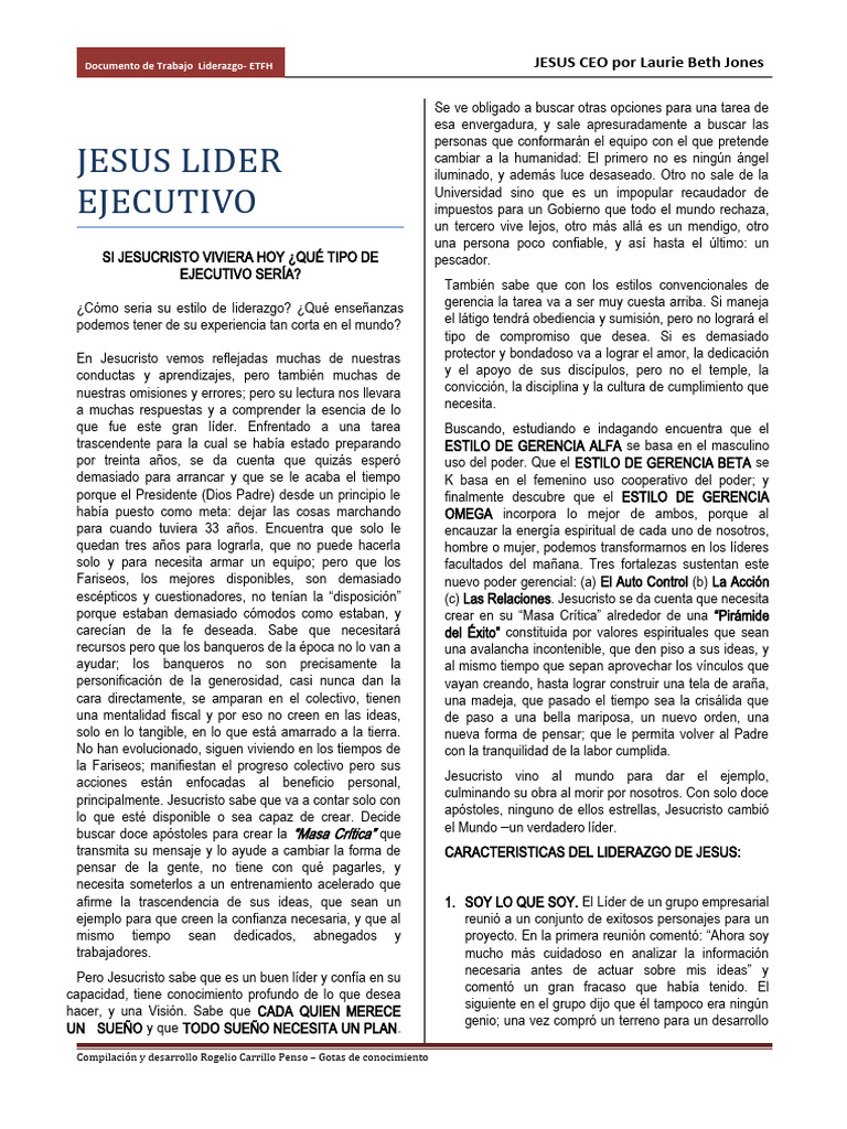 Jesus Lider Ejecutivo | PDF | Jesús | Liderazgo