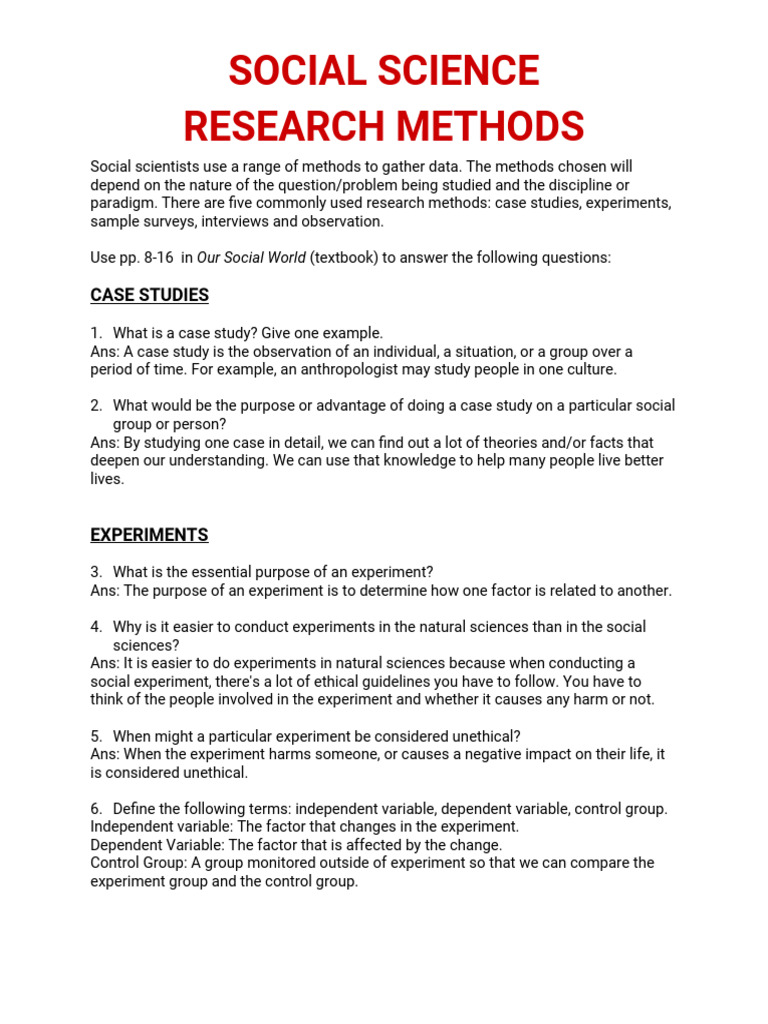 NR - 11SG 873658 North Park SS - 5.3 Research Methods - Questions | PDF ...