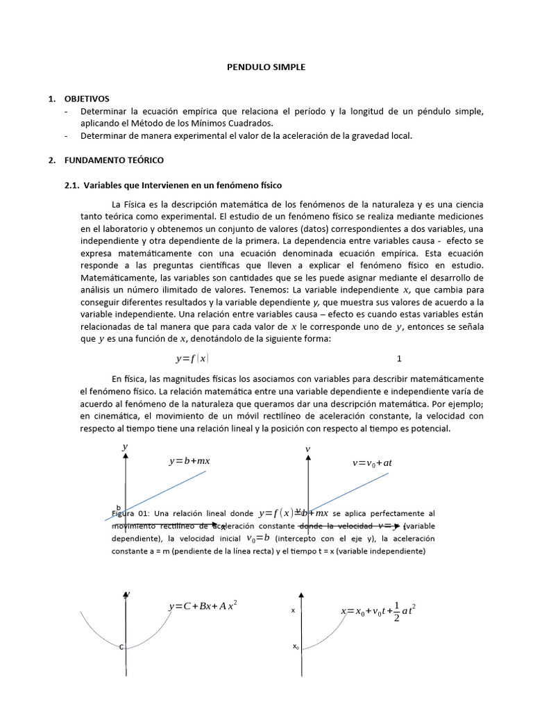 Lab de Pendulo Simple | PDF | Variable (Matemáticas) | Péndulo