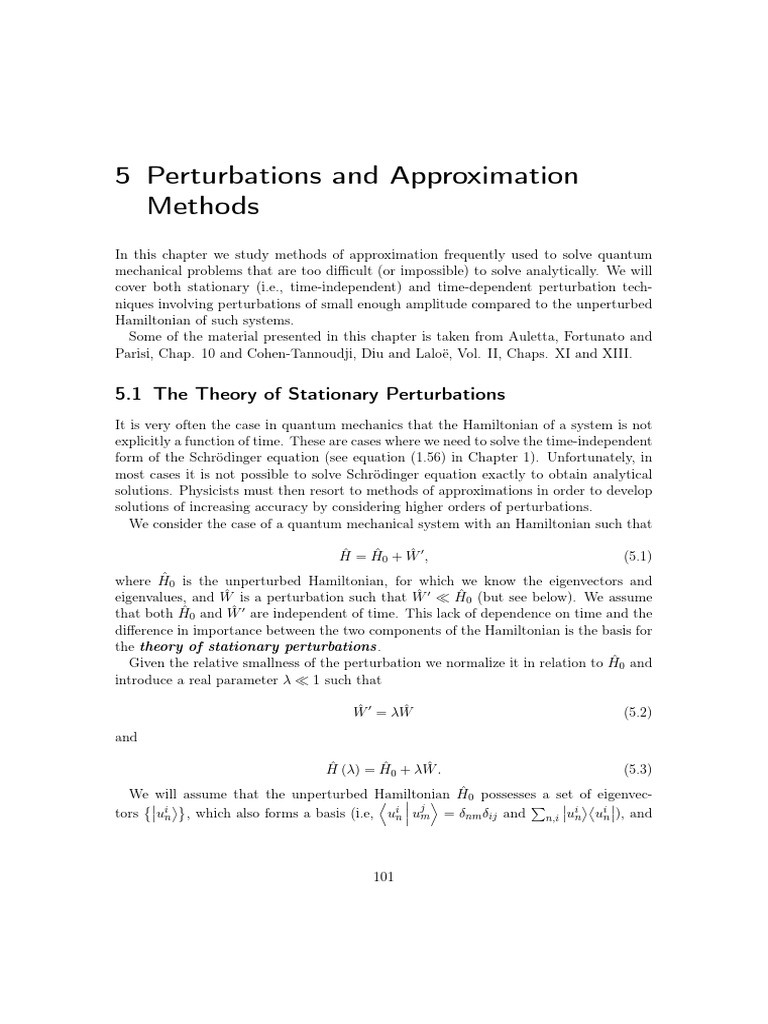 Ch5 Perturbations Methods Pdf Perturbation Theory Quantum