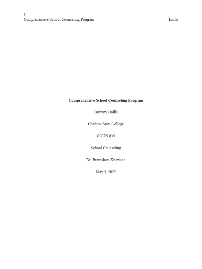 Comprehensive School Counseling Program | PDF | School Counselor | Learning