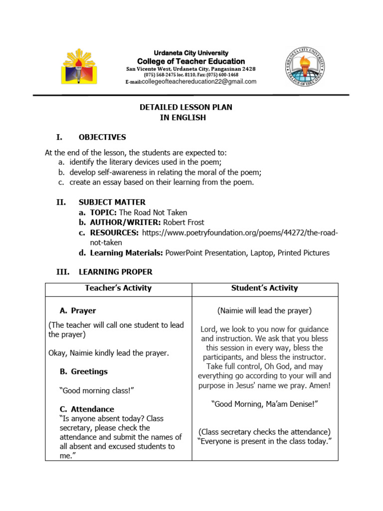 Detailed Lesson Plan - POEM | PDF | Poetry | Prayer