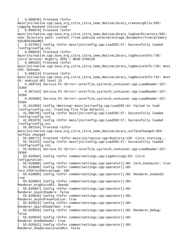 Citra Log | PDF | Computing Platforms | Computer Architecture