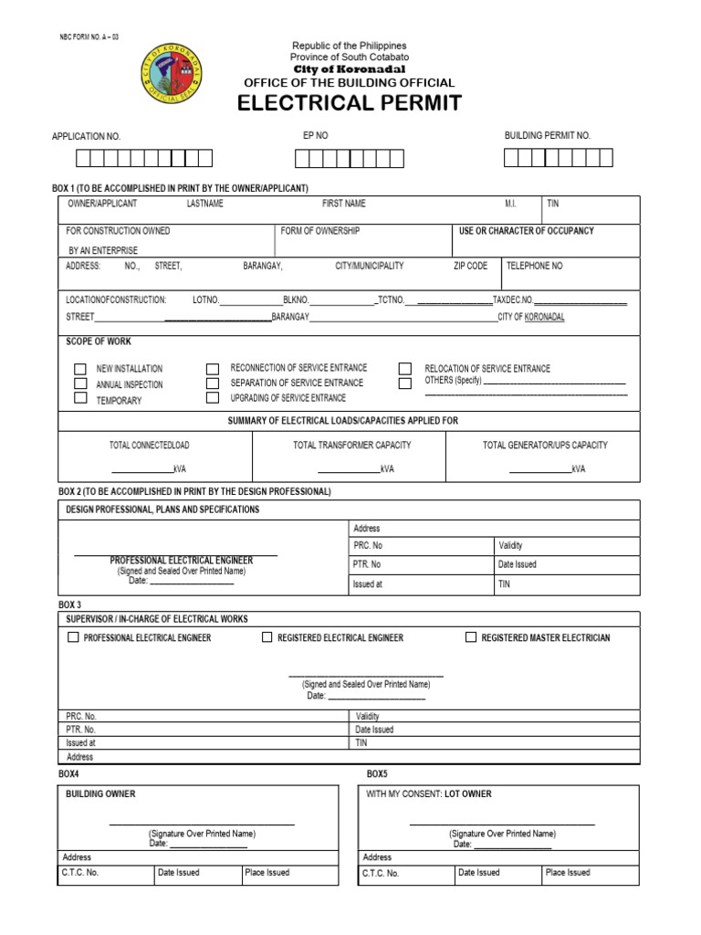 Electrical Form - Koronadal | PDF