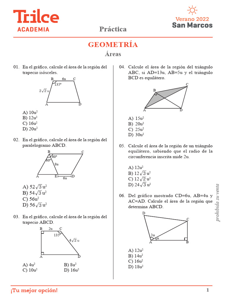 Sem 6 Práctica (10) Areas | PDF | Triángulo | Geometría euclidiana