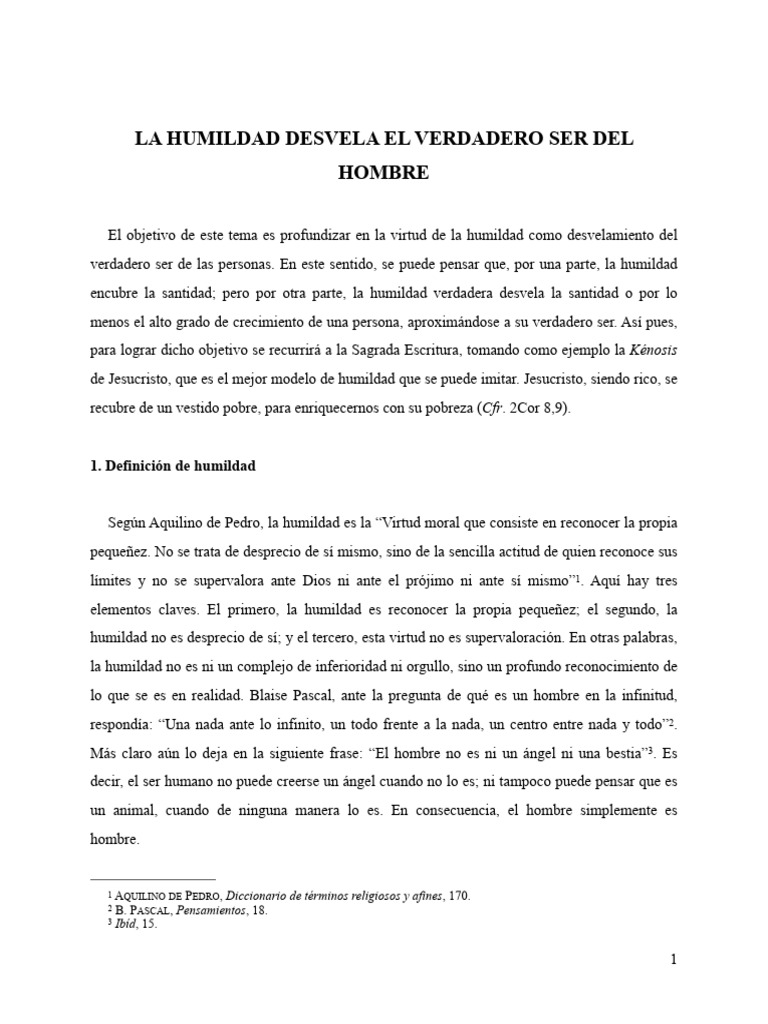 Trabajo Sobre La Virtud de La Humildad | PDF | Pecado | Jesús