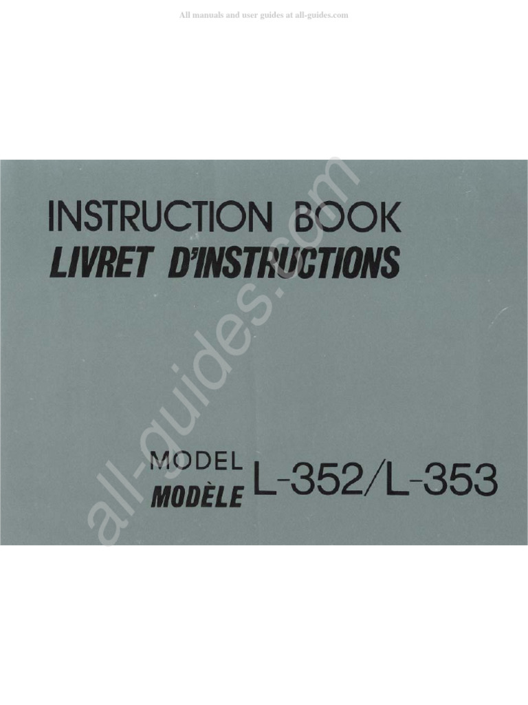 Janome L352/L353 Sewing Machine Instruction Manual | PDF | Business ...