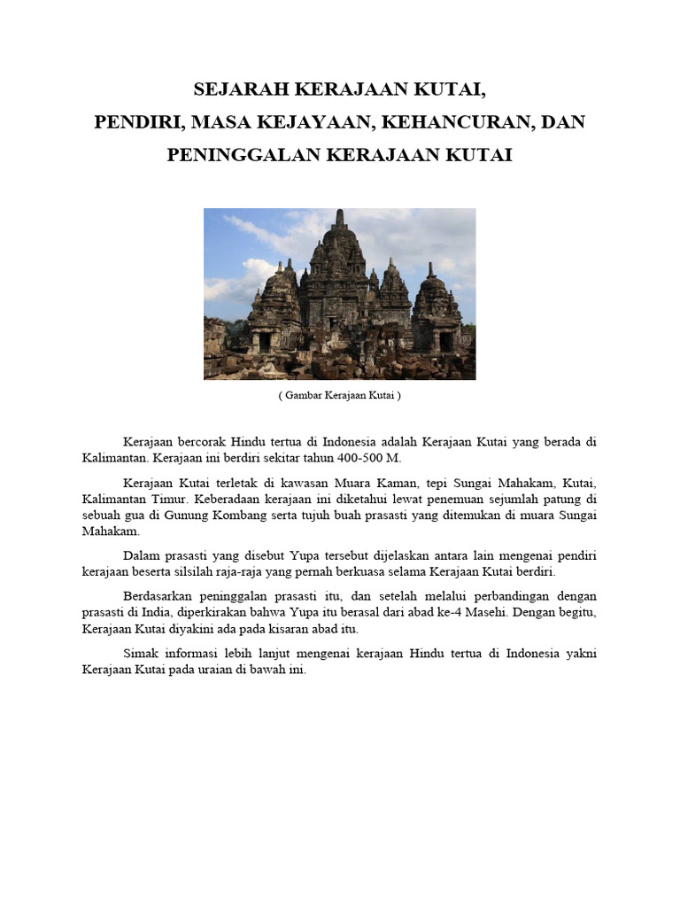 Makalah Sejarah (Kerajaan Kutai) | PDF